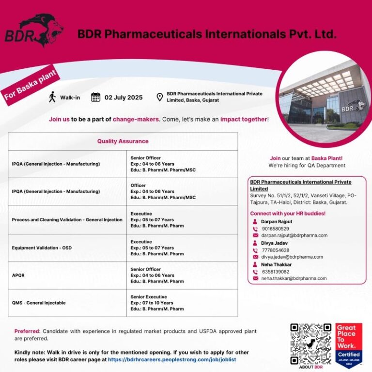 BDR Pharmaceuticals- Walk-In Interview