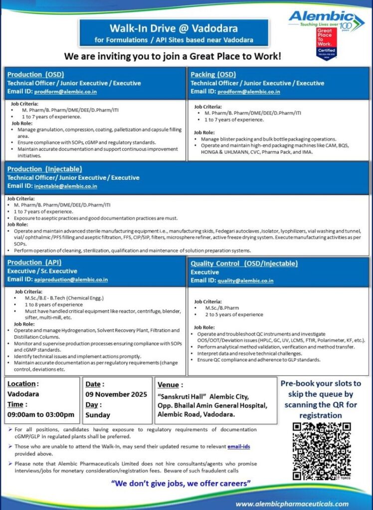 Alembic Pharma-Walk in